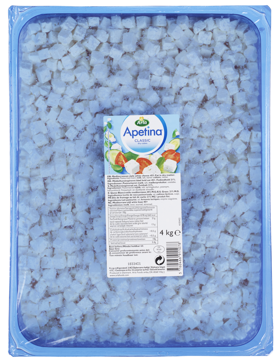 Arla Pro Apetina White Cheese Dry Cubes 4kg | Arla Foods ...
